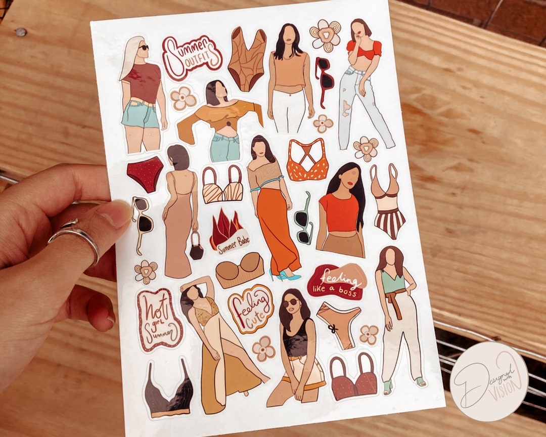 Summer Fashion Cute Summer Outfits Stickers, Summer Outfits Sticker ...