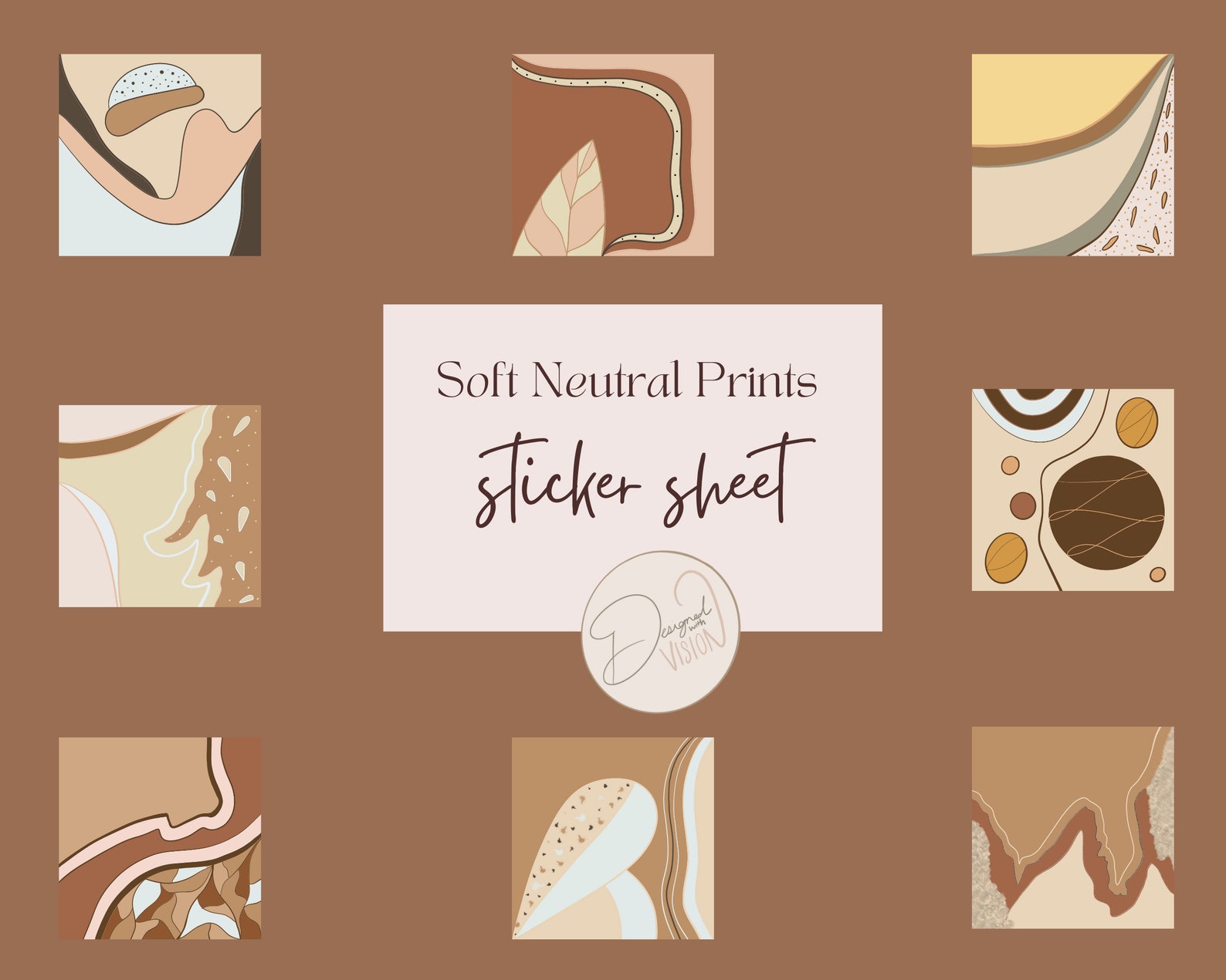 Soft Neutral Prints Cute Aesthetic Soft Designs, Aesthetic Stickers ...