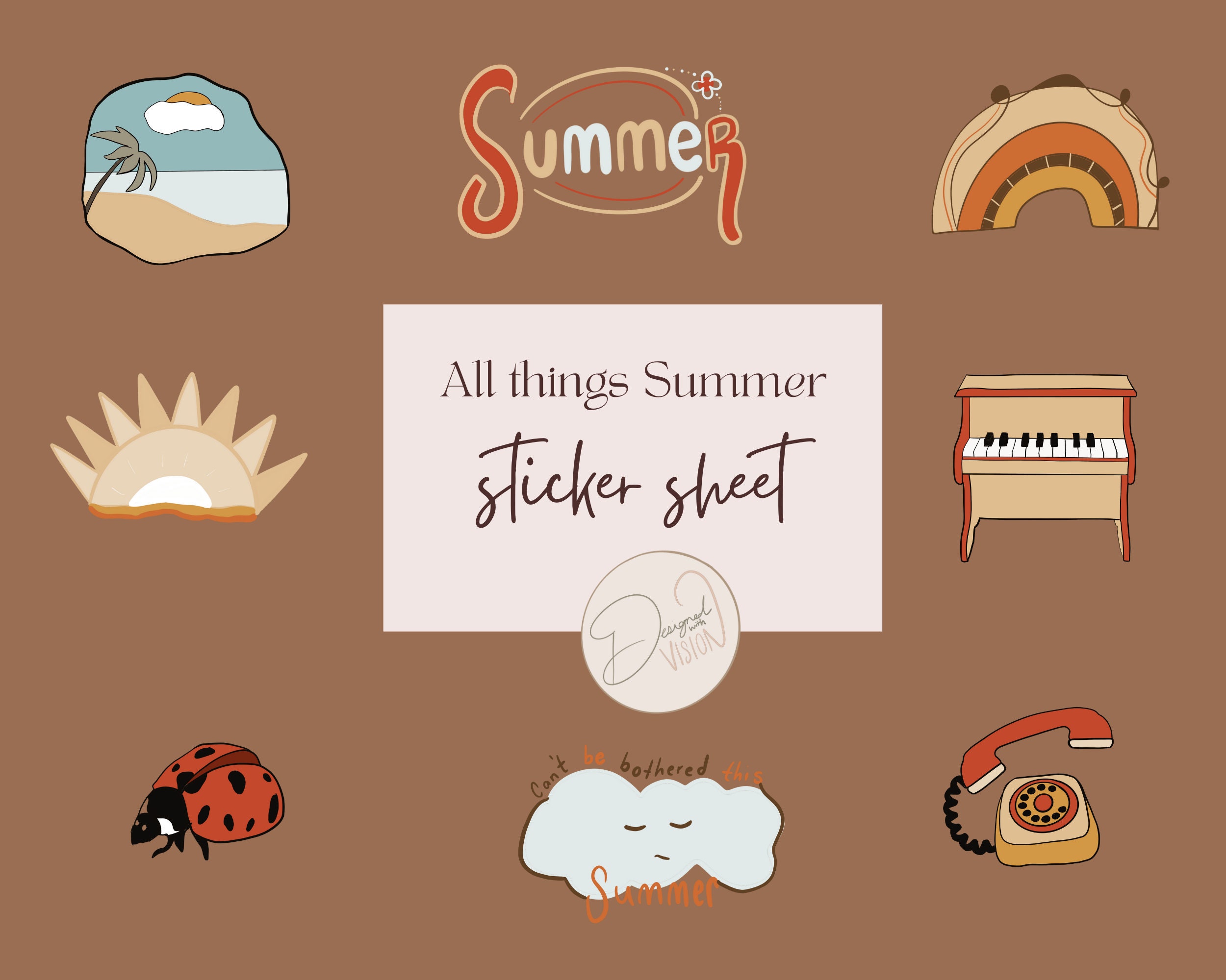 All Things Summer Cute Summer Things Stickers, Summer Sticker Sheet ...