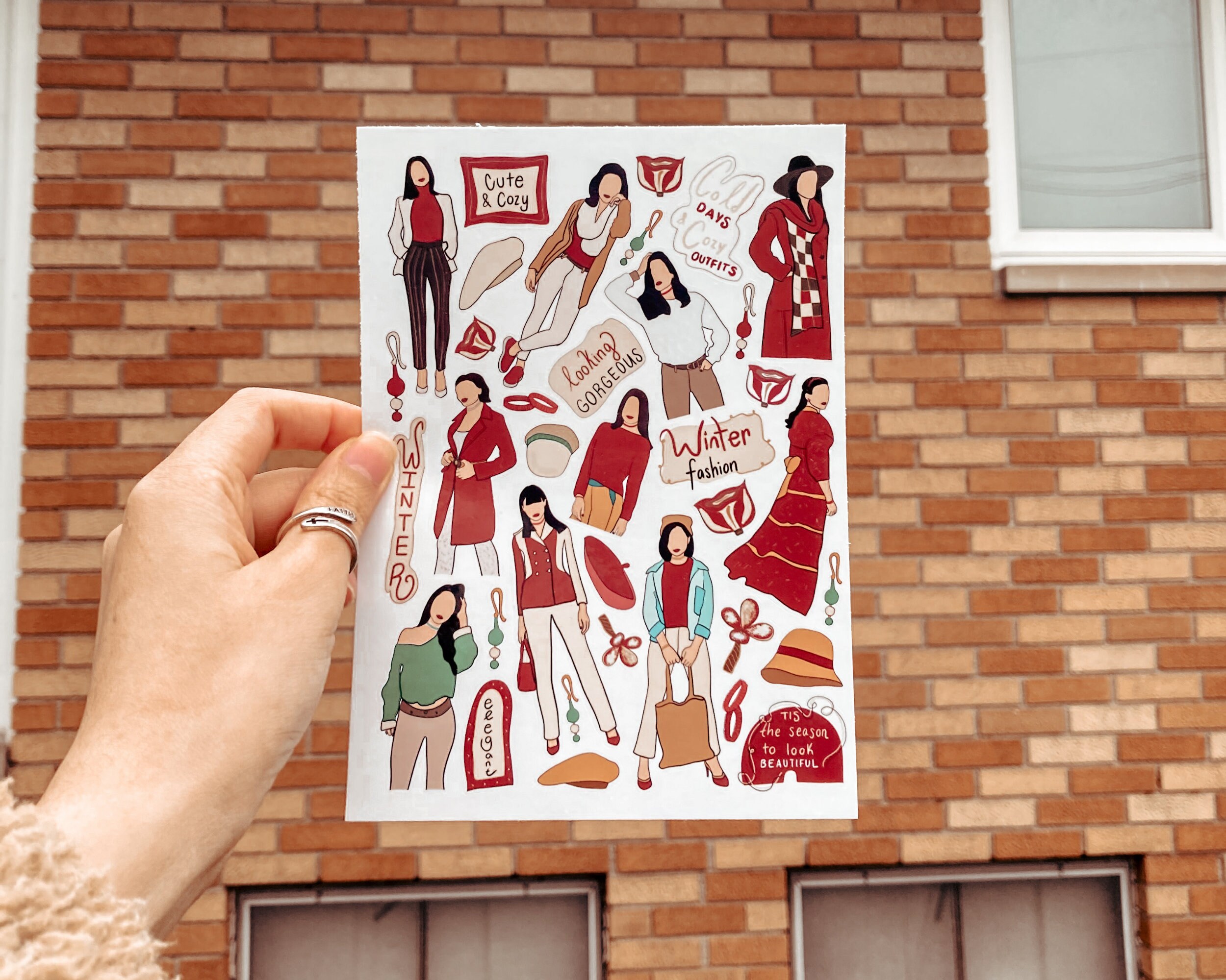 Winter Fashion Cute Cozy Winter Outfits Stickers Winter - Etsy