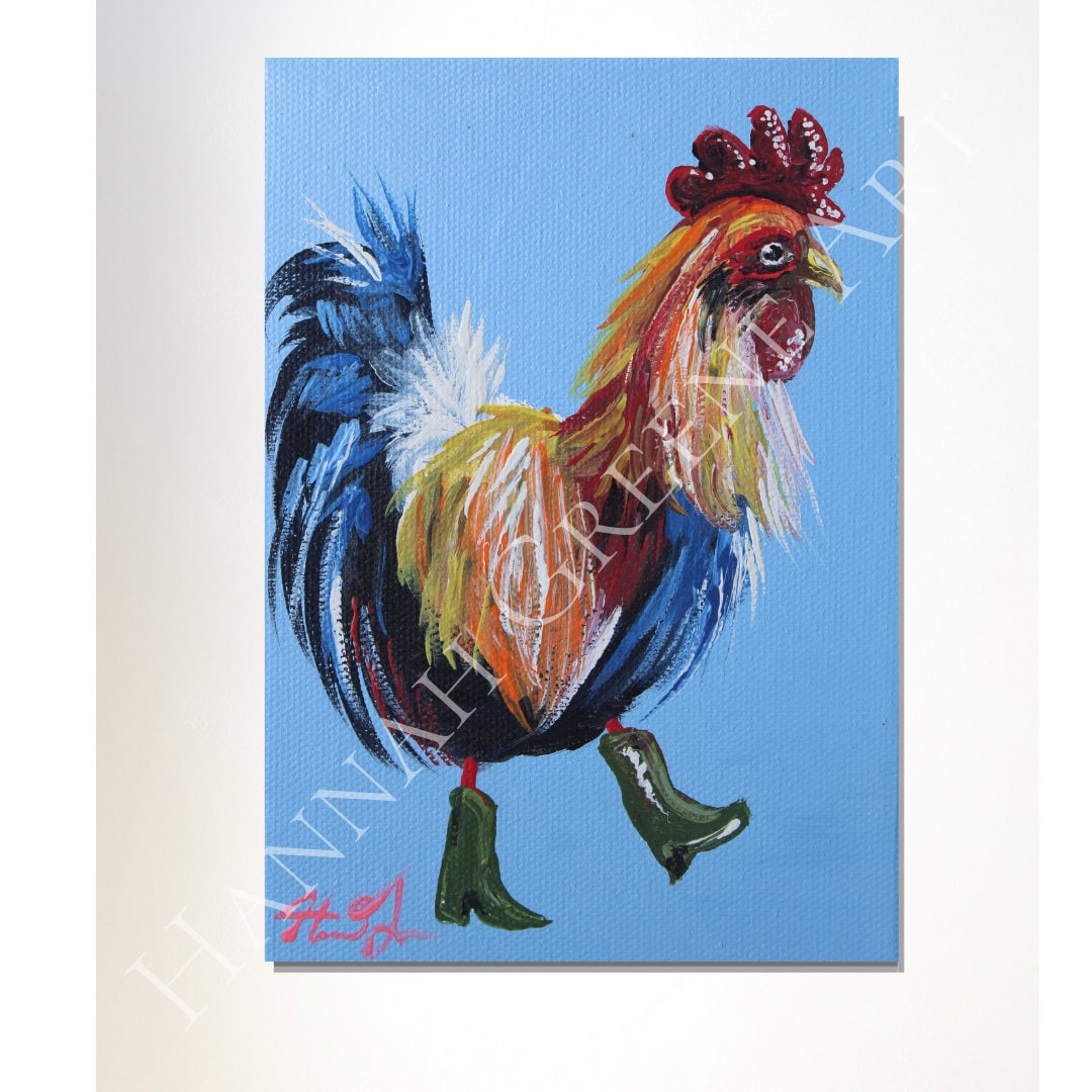 FINE ART PRINT "chicken Tenders" Western Cowboy Chicken Painting - Etsy
