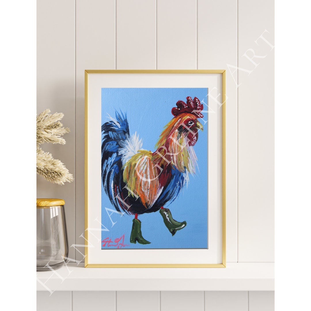 FINE ART PRINT "chicken Tenders" Western Cowboy Chicken Painting - Etsy