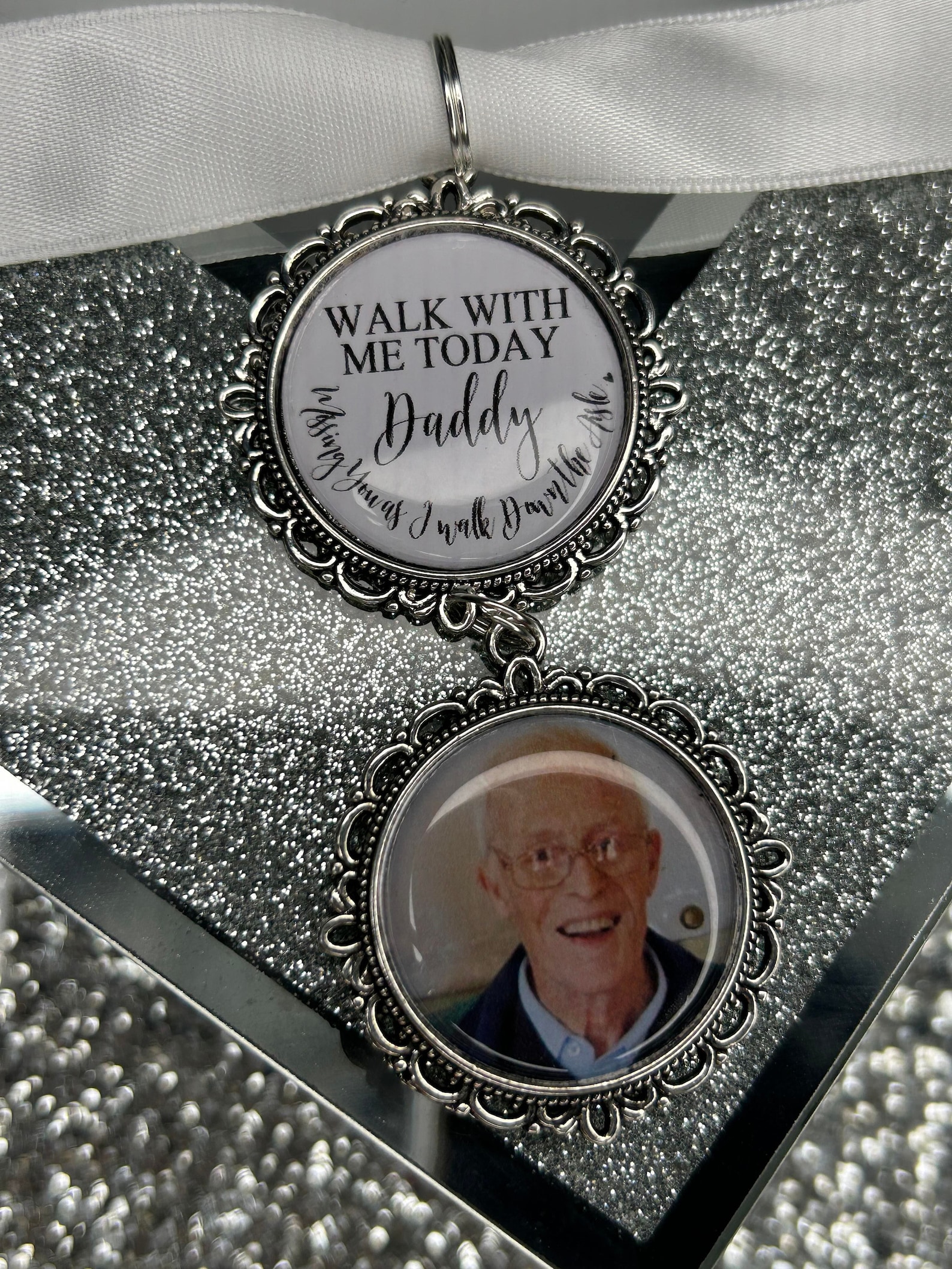 Walk With Me Today & Always Dad/mum/bridal Bouquet Charm/wedding/bride ...