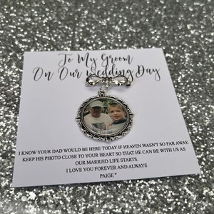 Personalised Memorial Photo Bow Charm/gift for Groom/him/heaven/bride ...