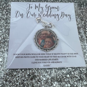 Personalised Memorial Photo Bow Charm/gift for Groom/him/heaven/bride ...