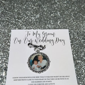 Personalised Memorial Photo Bow Charm/gift for Groom/him/heaven/bride ...
