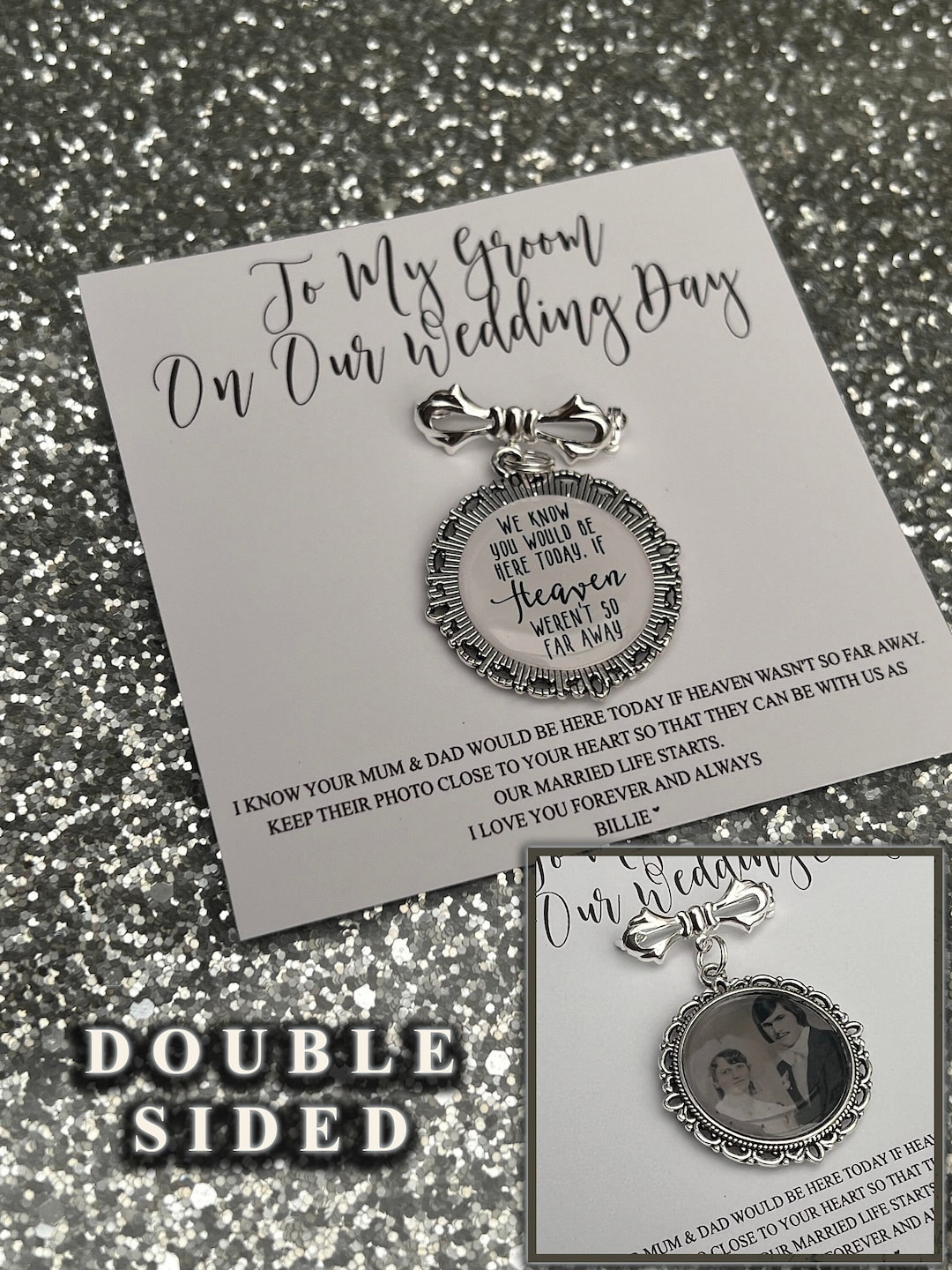 Personalised Groom Lapel Photo Pin Double Sided Picture Charms ...