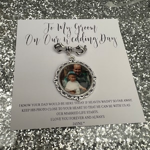 Personalised Memorial Photo Bow Charm/gift for Groom/him/heaven/bride ...