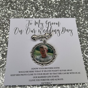 Personalised Memorial Photo Bow Charm/gift for Groom/him/heaven/bride ...