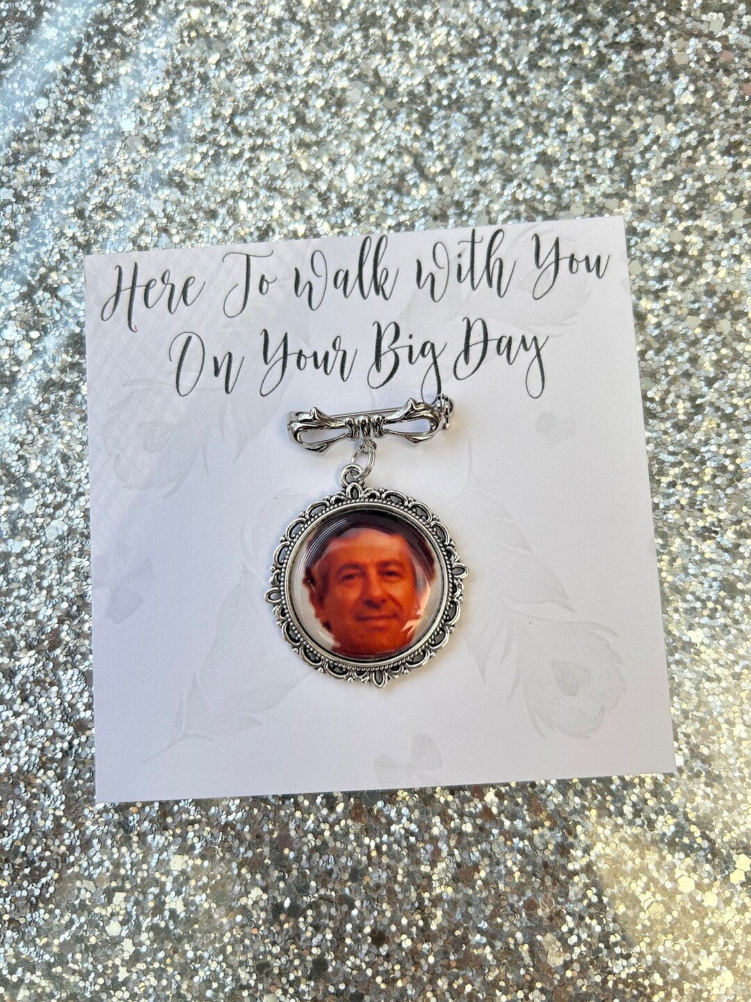 Here to Walk With You on Your Big Day/photo Lapel Groom Pin ...