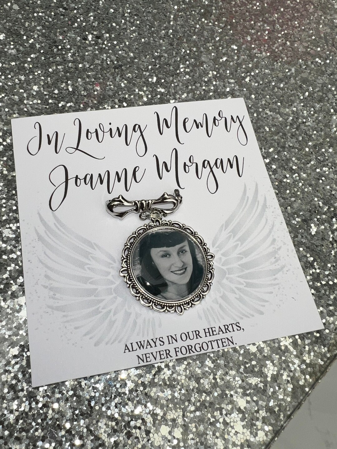 In Loving Memory Personalised Memorial Photo Bow Pin Charm/heaven/in ...