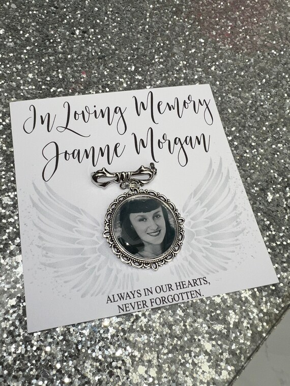 In Loving Memory Personalised Memorial Photo Bow Pin - Etsy