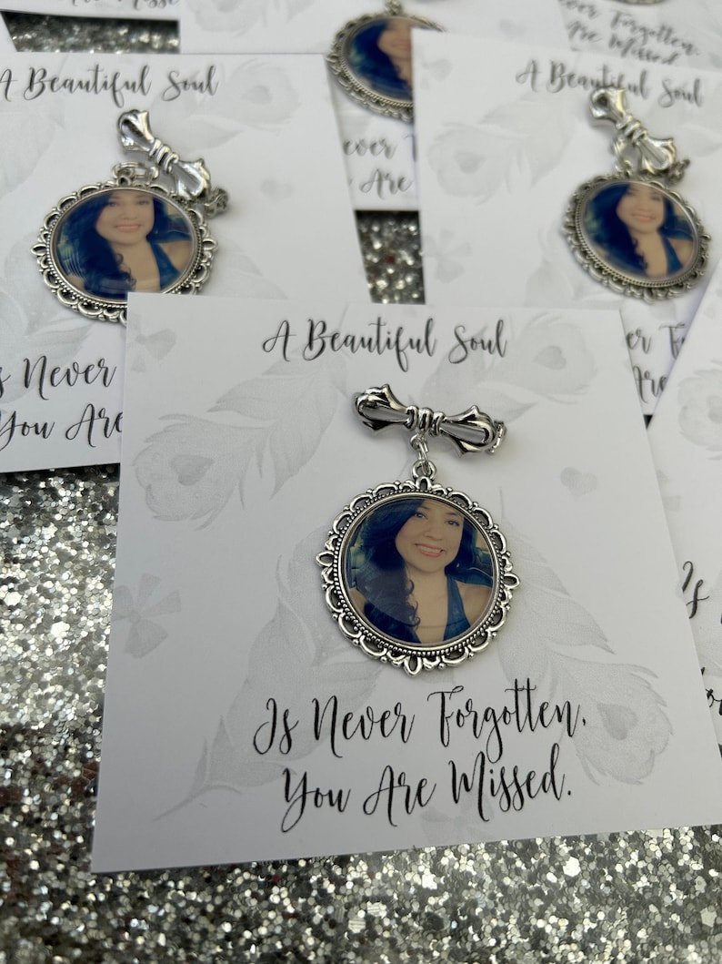 Memorial Photo Lapel Bow Pin/you Are Missed/forget Me Not/in Memory ...