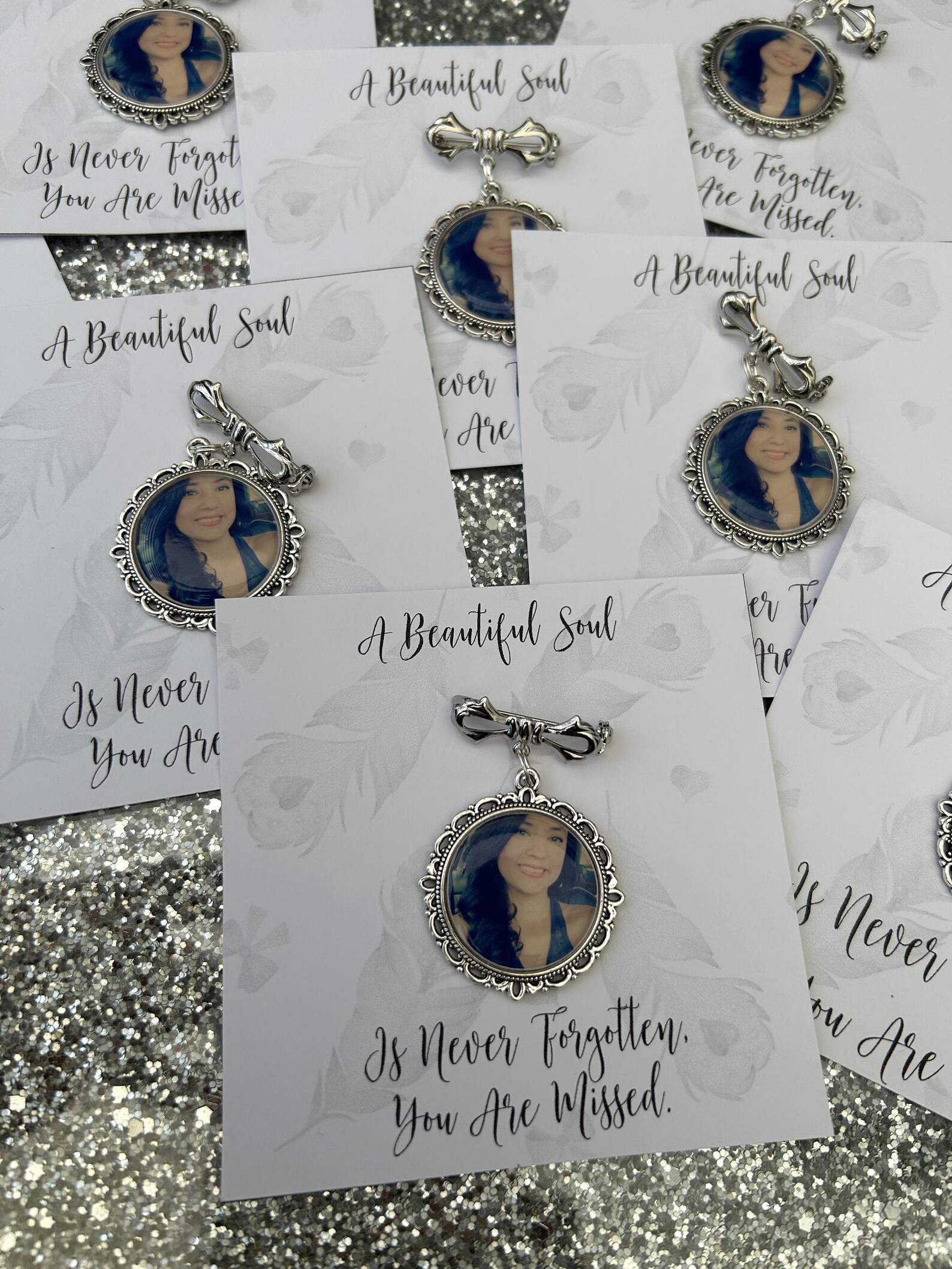 Memorial Photo Lapel Bow Pin/you Are Missed/forget Me Not/in Memory ...