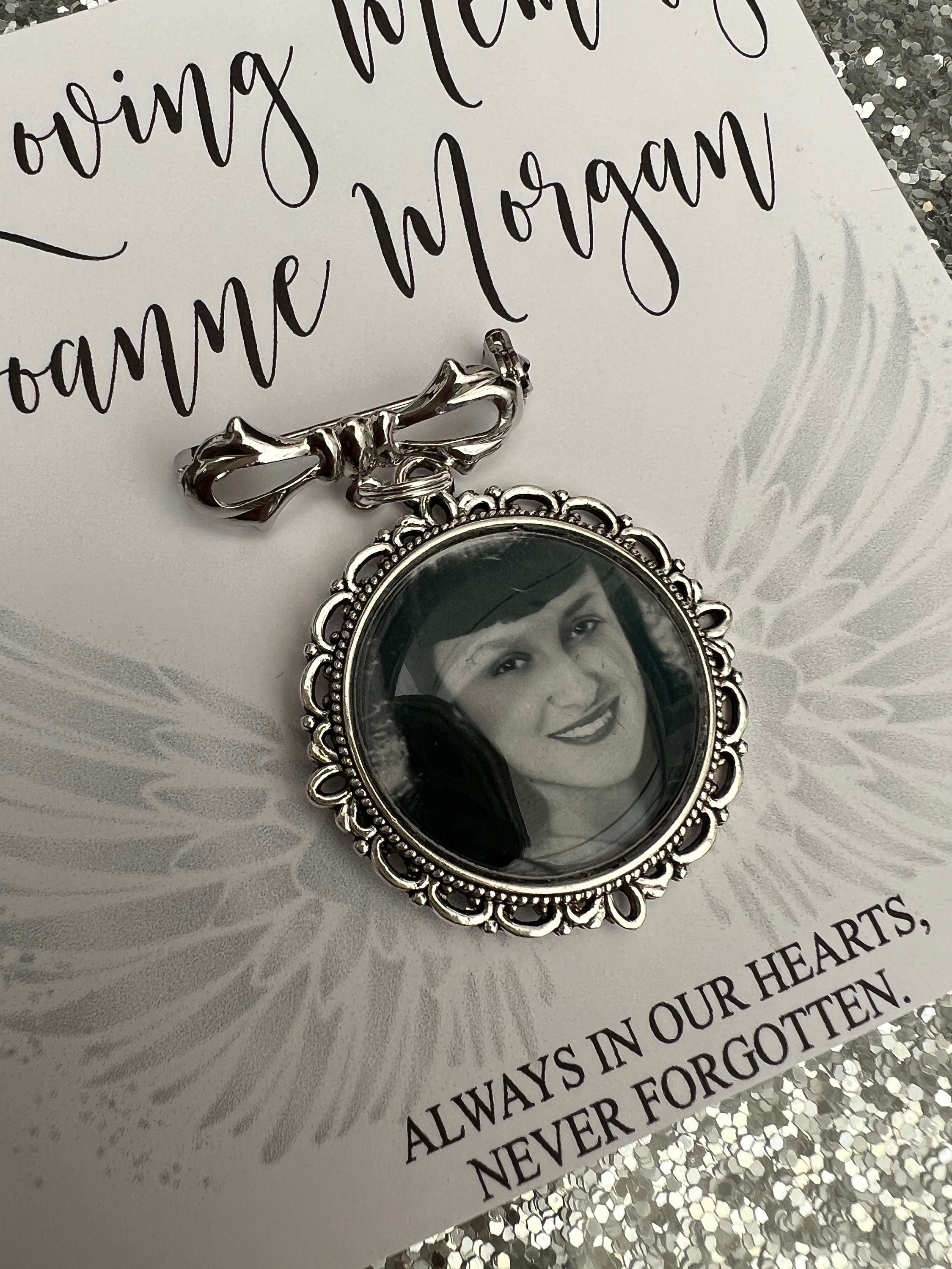 In Loving Memory Personalised Memorial Photo Bow Pin - Etsy
