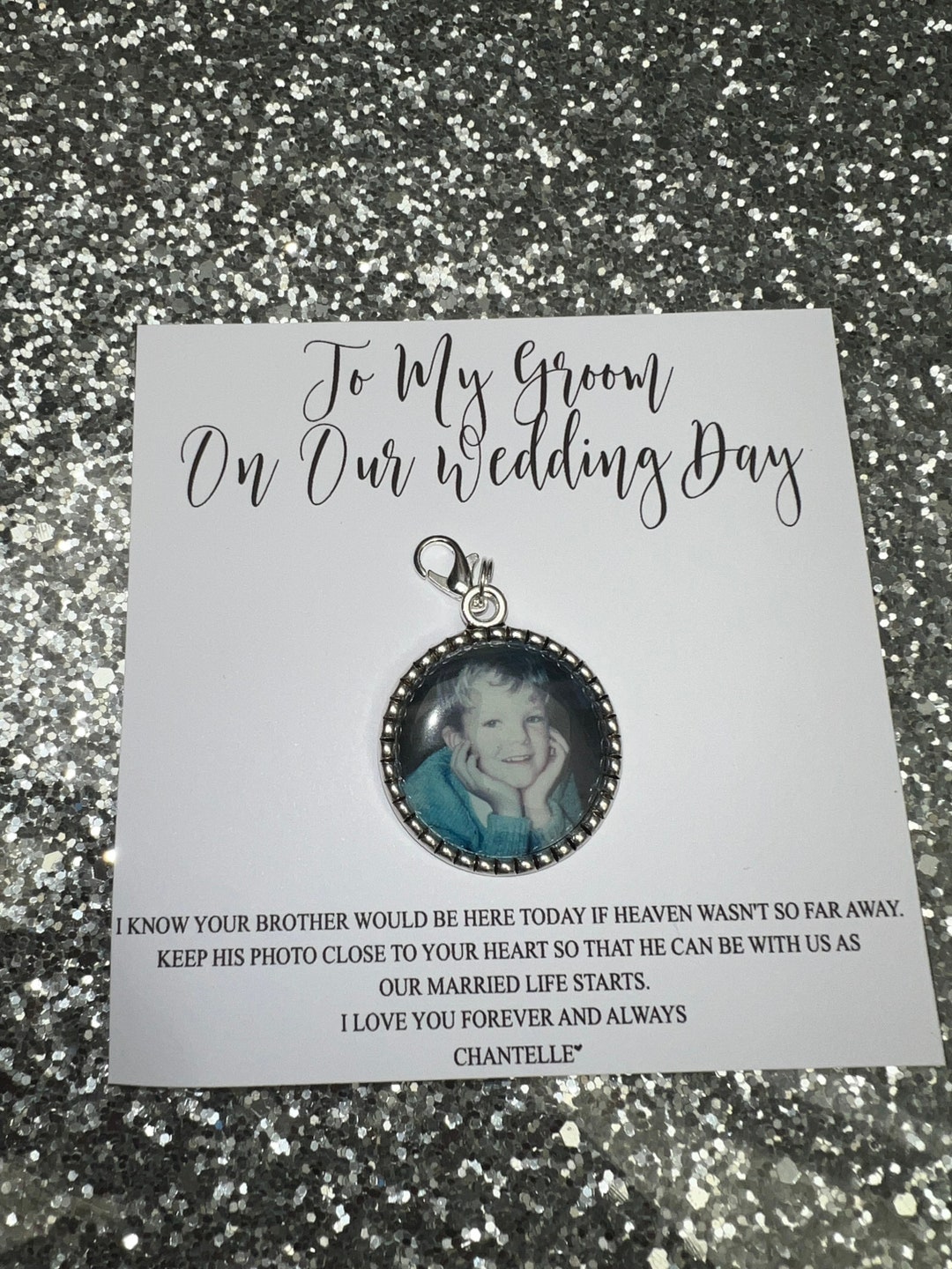 Personalised Memorial Photo Charm/gift for Groom/for Him/heaven/bride ...