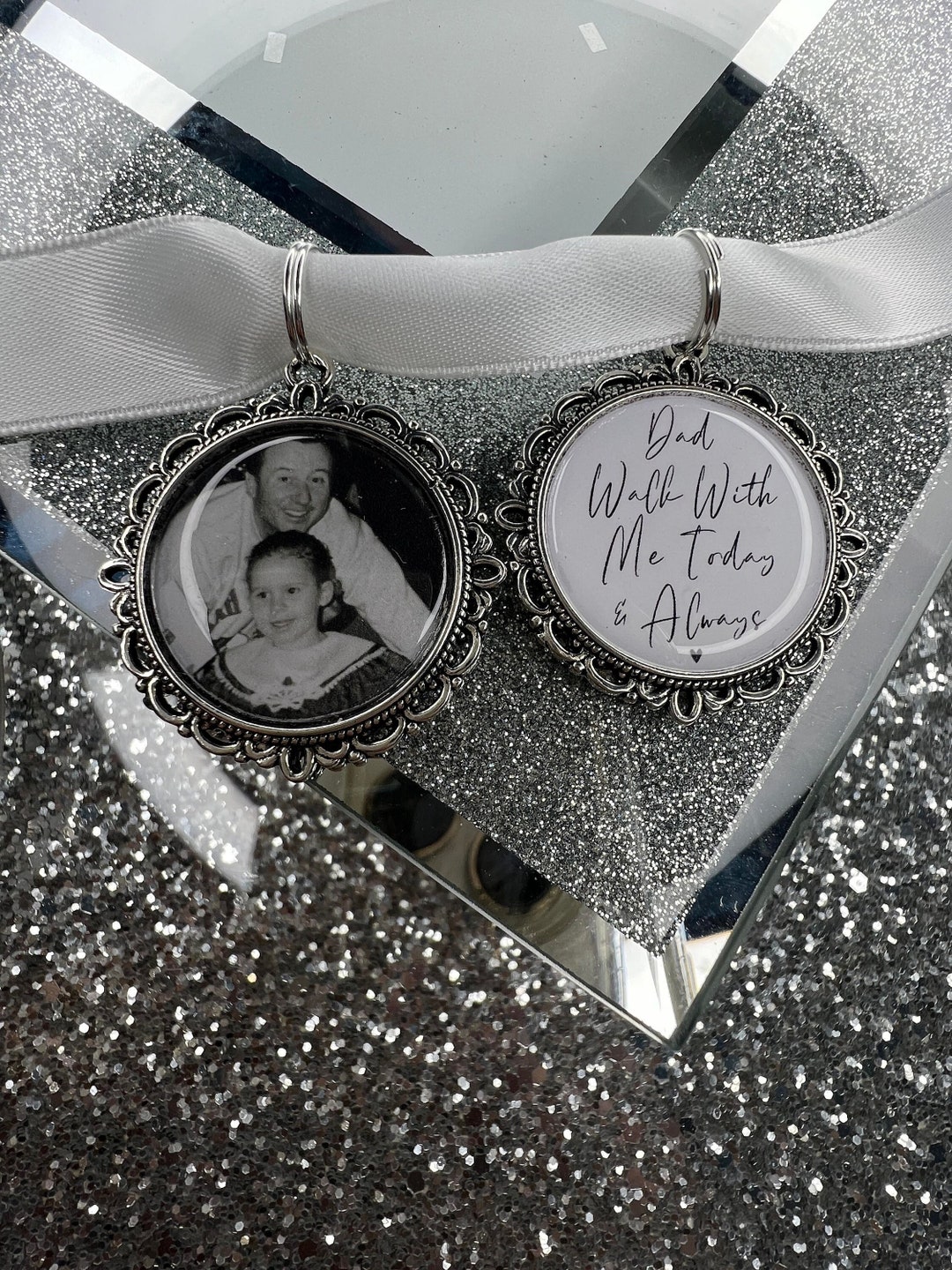 Walk With Me Today & Always Dad/mum/bridal Bouquet Charm/wedding/bride ...