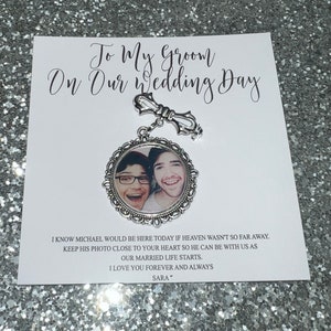 Personalised Memorial Photo Bow Charm/gift for Groom/him/heaven/bride ...