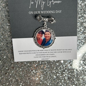 Personalised Memorial Photo Bow Charm Pin/gift for Groom/him/heaven ...