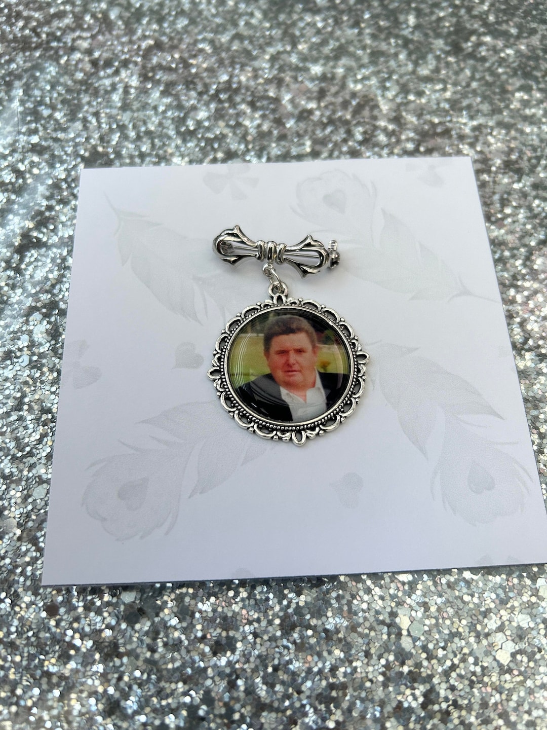 Memorial Photo Lapel Bow Pin/you Are Missed/forget Me Not/in Memory ...