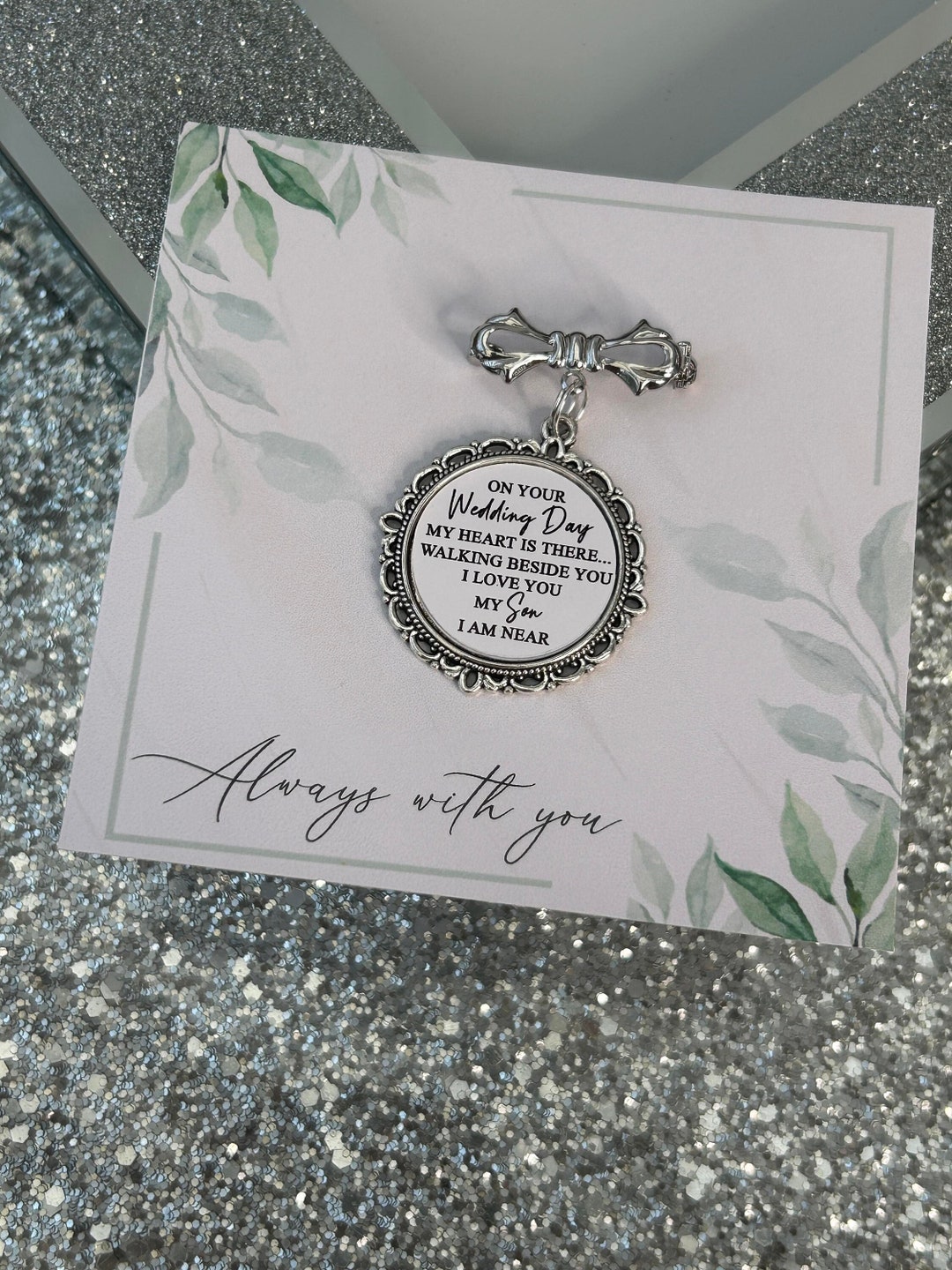On Your Wedding Day Personalised Memorial Bow Lapel Pin Charm/gift for ...