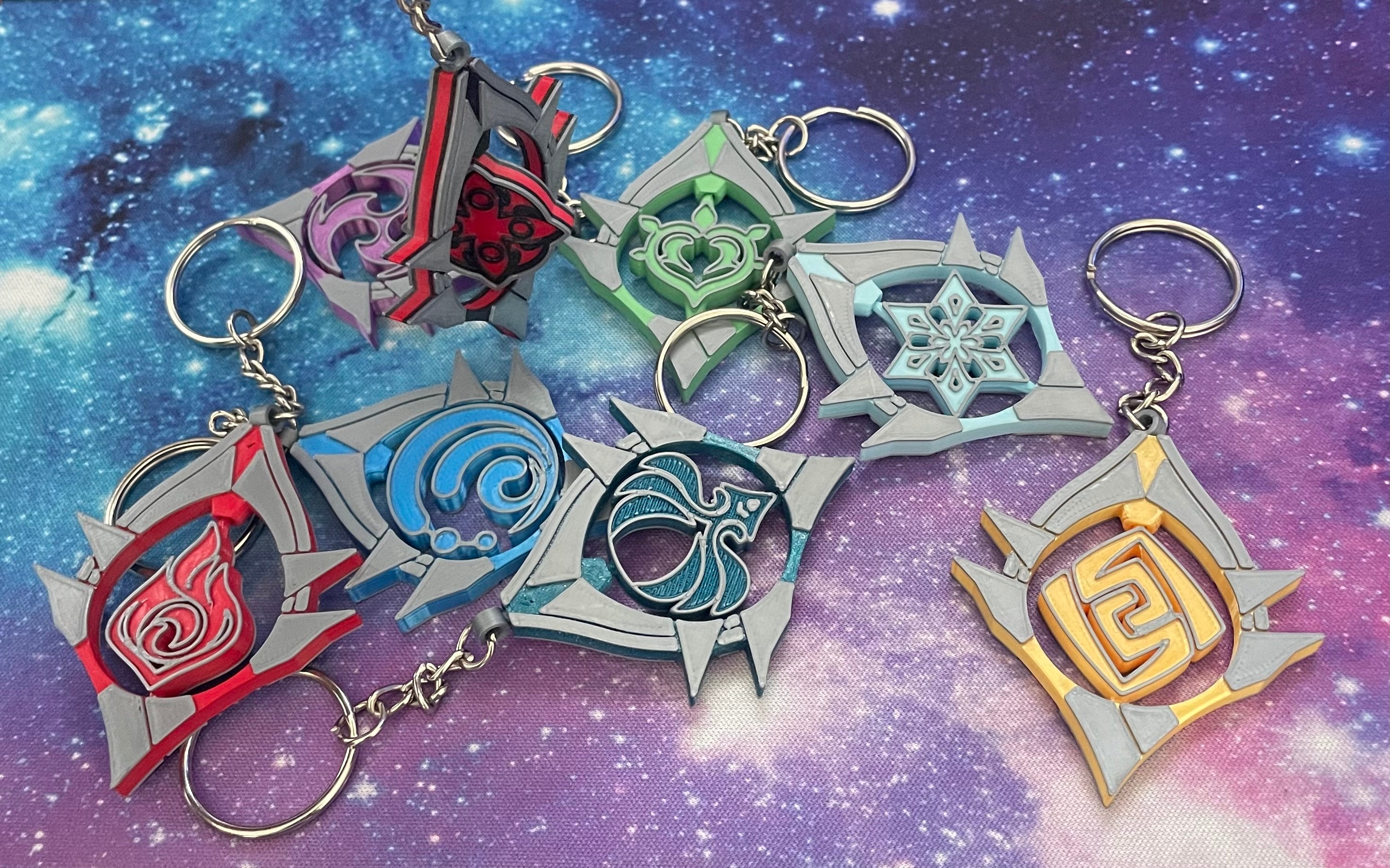 Genshin Impact Vision Spinning Keychain Silver Snezhnaya - Etsy