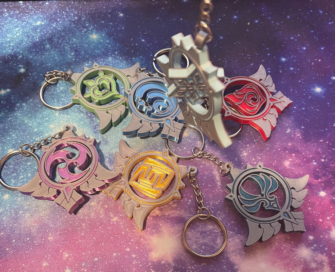 Genshin Impact Vision Spinning Keychain Silver Mondstadt Edition 7 ...