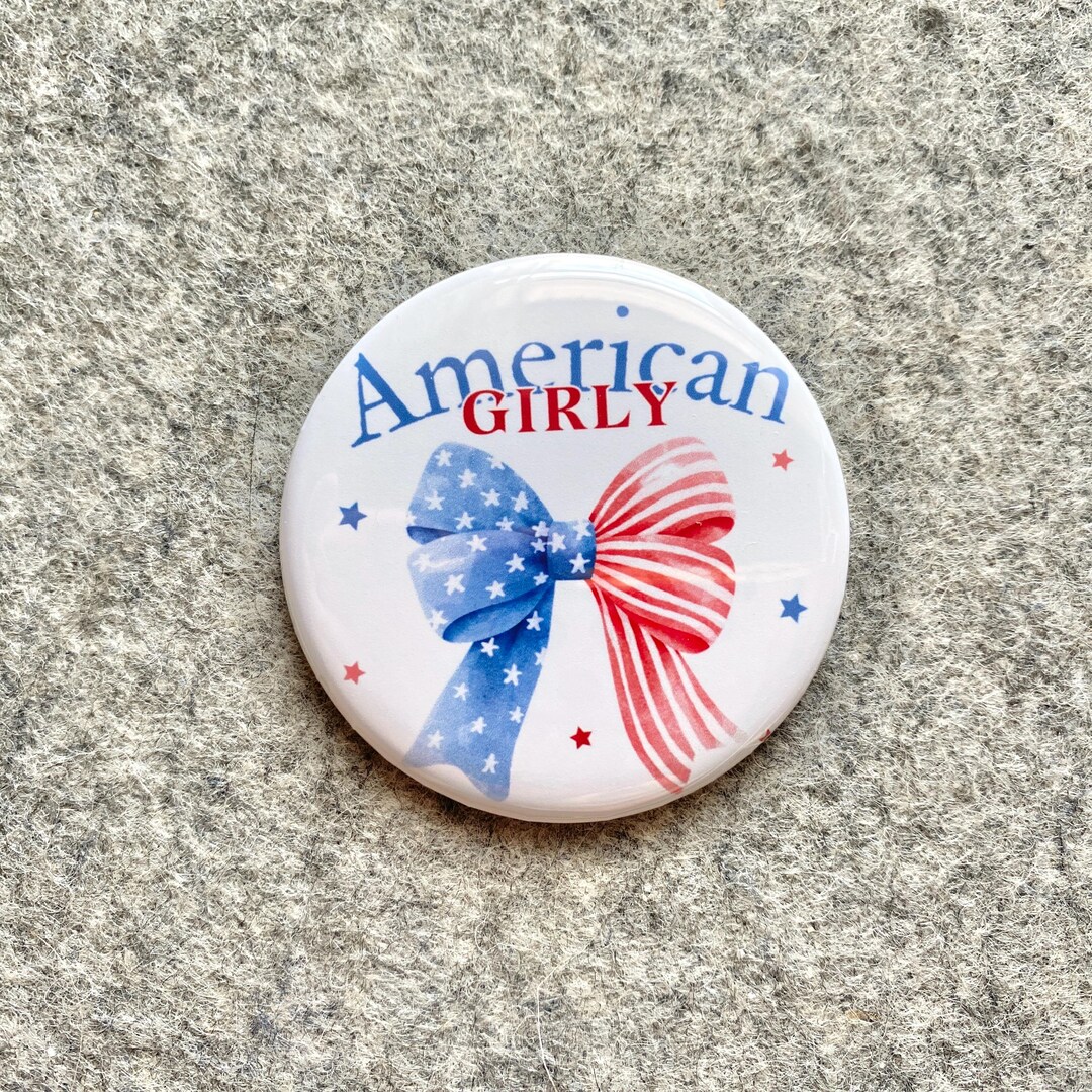 American Girly Republican Girl Pinback Buttons USA Bow Patriot Pins ...