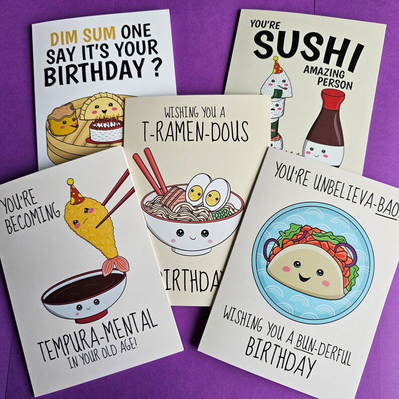 Cute Dim Sum Dumpling Birthday Card - Bao Bun Card - Chinese Food Card ...