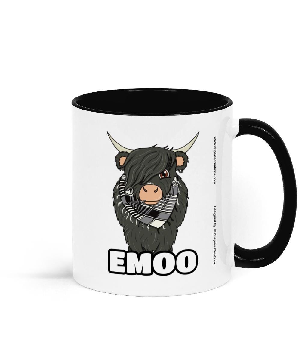Funny Emo Cow Mug – Cute 'emoo' Highland Cow Gift for Emo Lovers ...