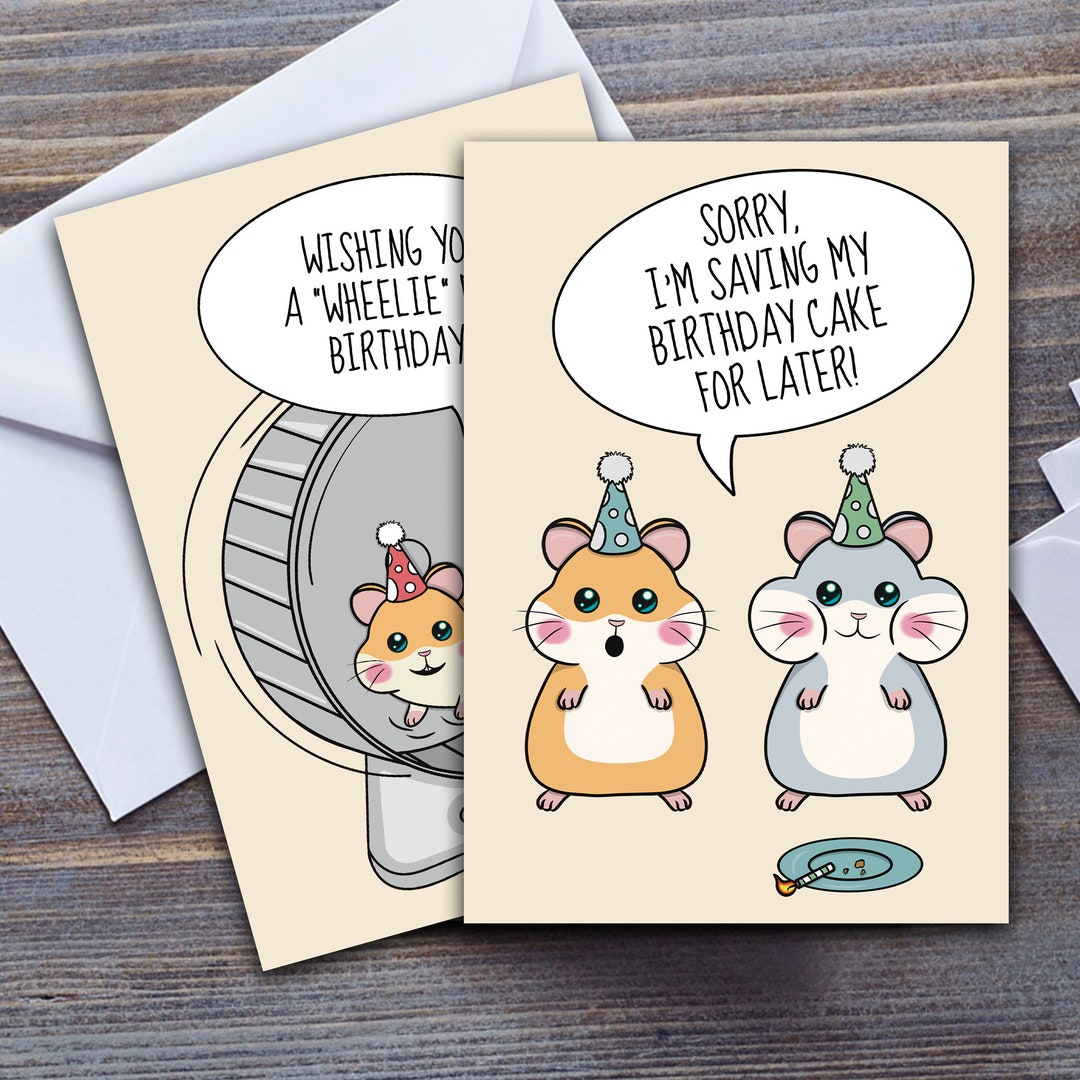 Hamster Birthday Card, Funny Pet Animal Greeting Card, Cute Animal ...