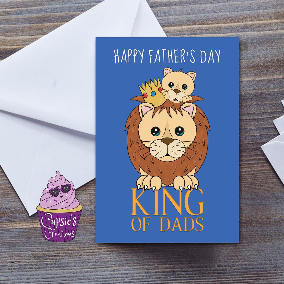 Lion Father's Day Card - King of Dads for Daddy | Large A5 Card Printed ...
