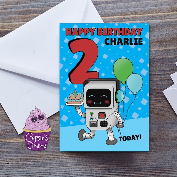 Robot Birthday Card - Etsy