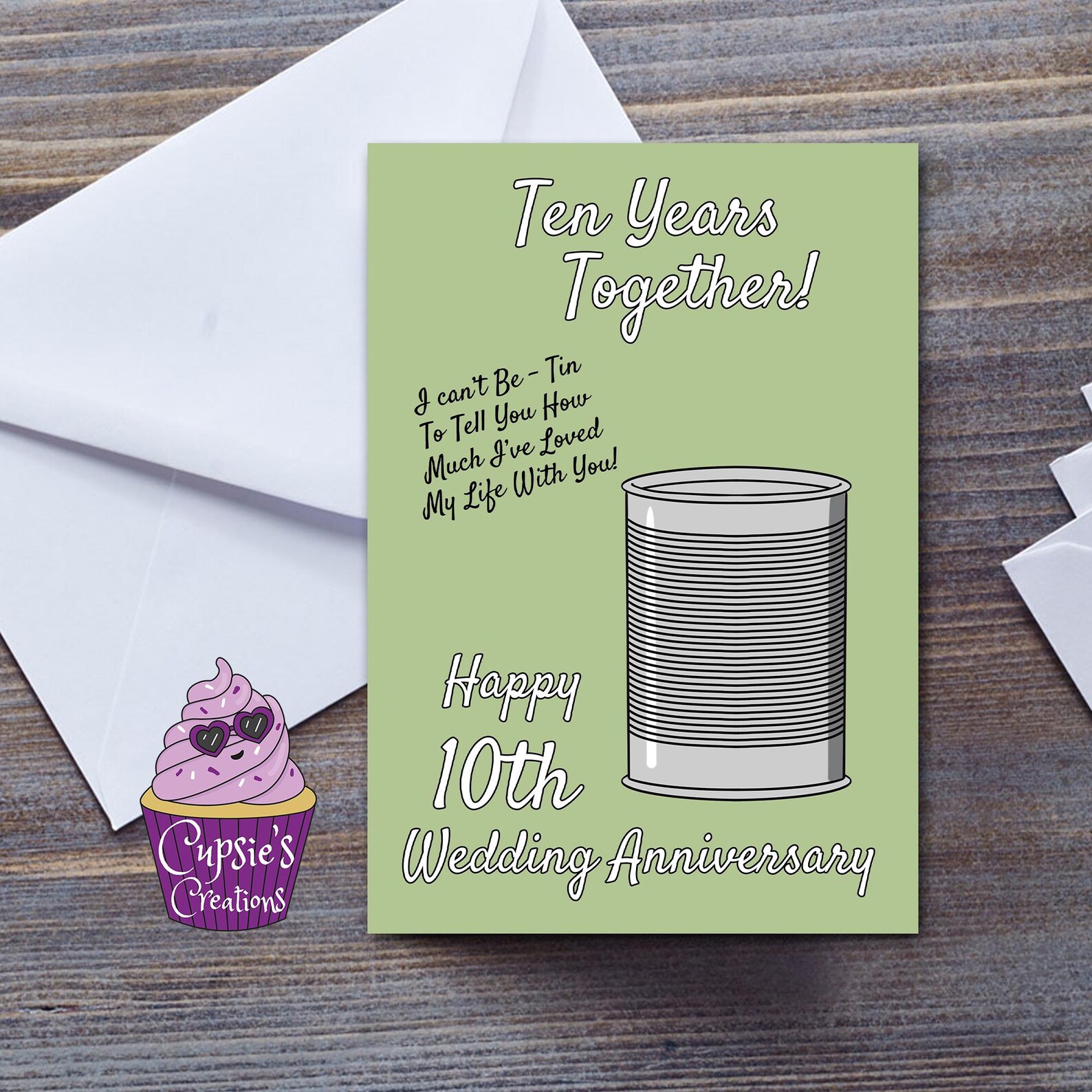 Tenth Anniversary Card Tin Anniversary Funny Card Card for Husband Card ...