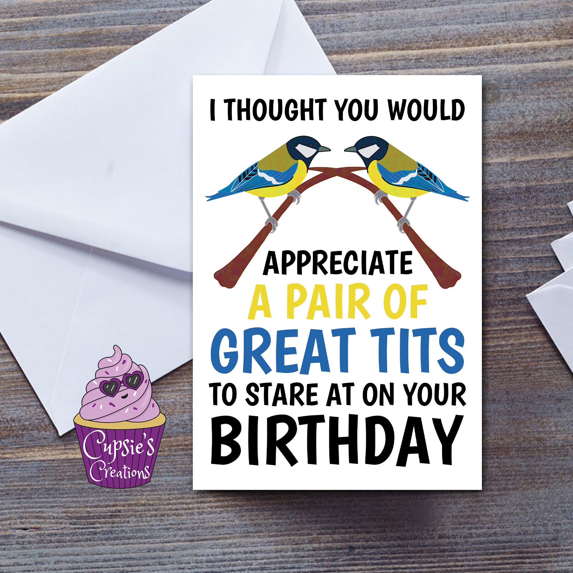 Rude Birthday Card for A Bird Watcher Funny Great Tits - Etsy