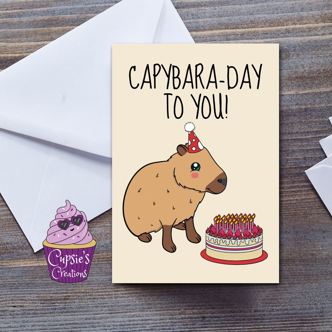 Cute Capybara Birthday Card for Her, Animal Lover Gift Greeting Card - Etsy