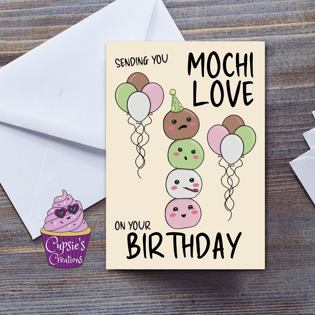 Cute Mochi Birthday Card - Japanese Food Greeting Card - Etsy