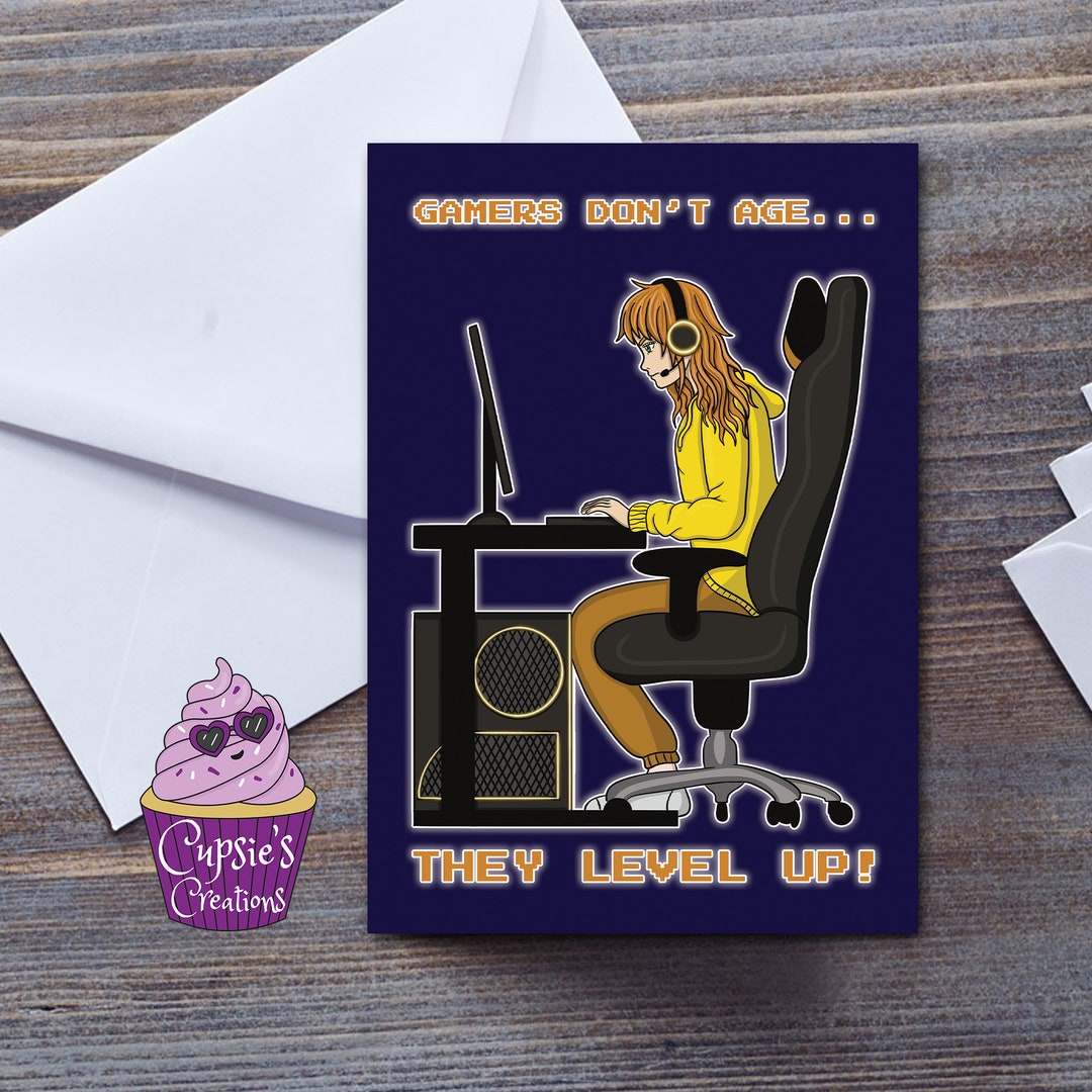 Gamer Girl Birthday Card, Gamers Don't Age They Level up - PC Player ...