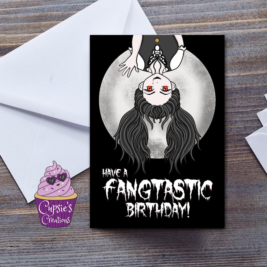 Gothic Vampire Birthday Card - Fangtastic Design for Horror Lovers - Etsy