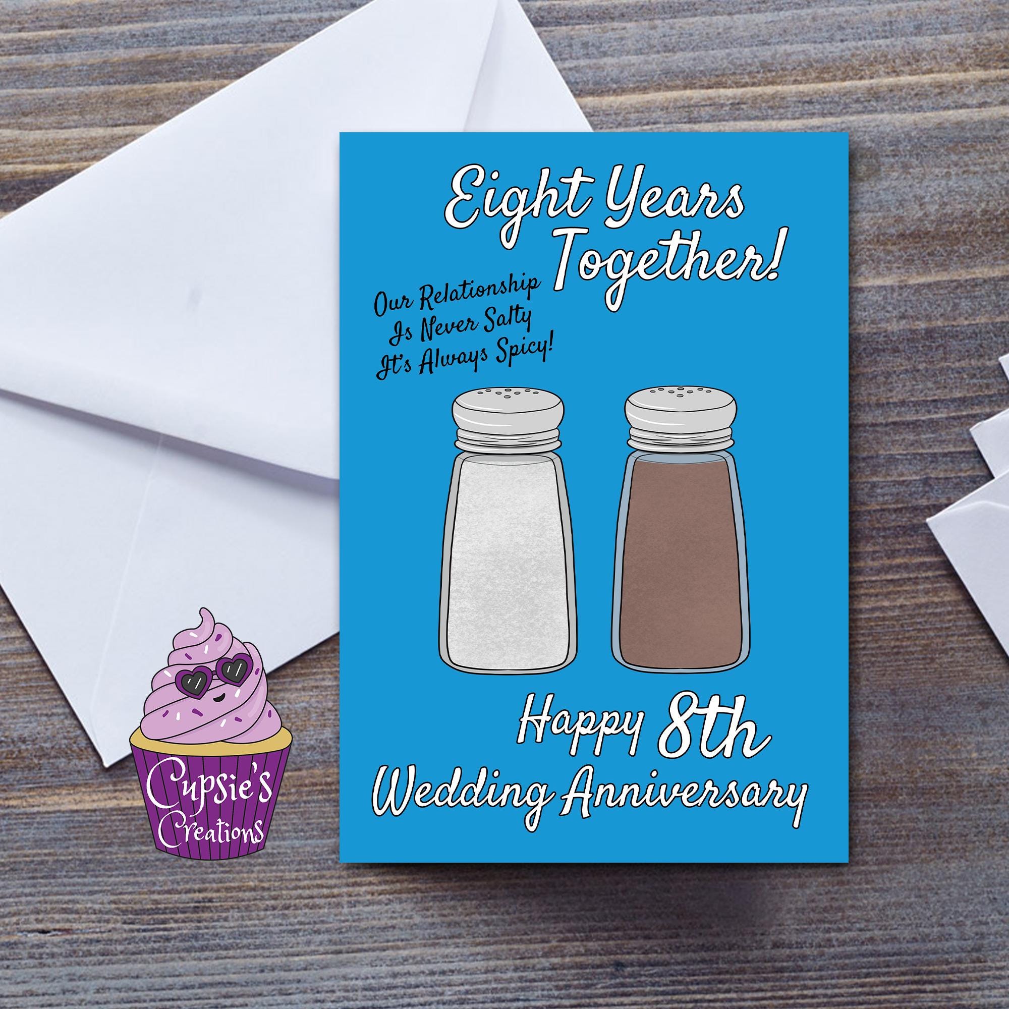 Eighth Anniversary Card Salt Anniversary Funny Card Salt and Pepper Pun ...