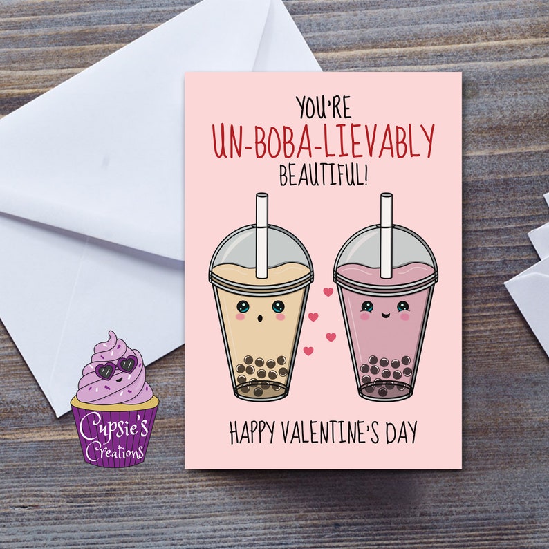 Boba Valentine's Day Card, Un-boba-lievable, Personalised A5 Card - Etsy UK