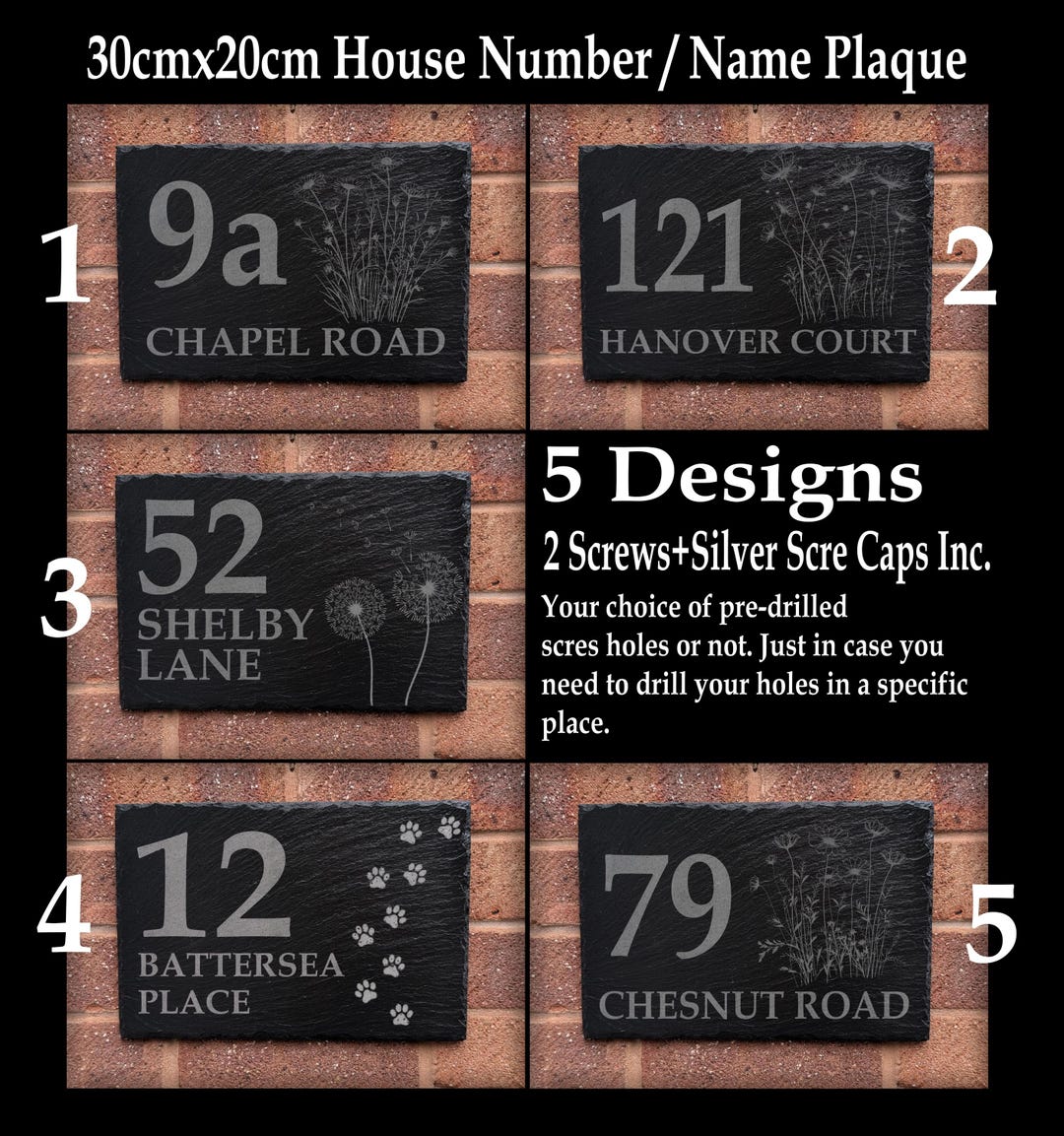 Slate House Number | Slate House Name | Laser Engraved Slate Door ...