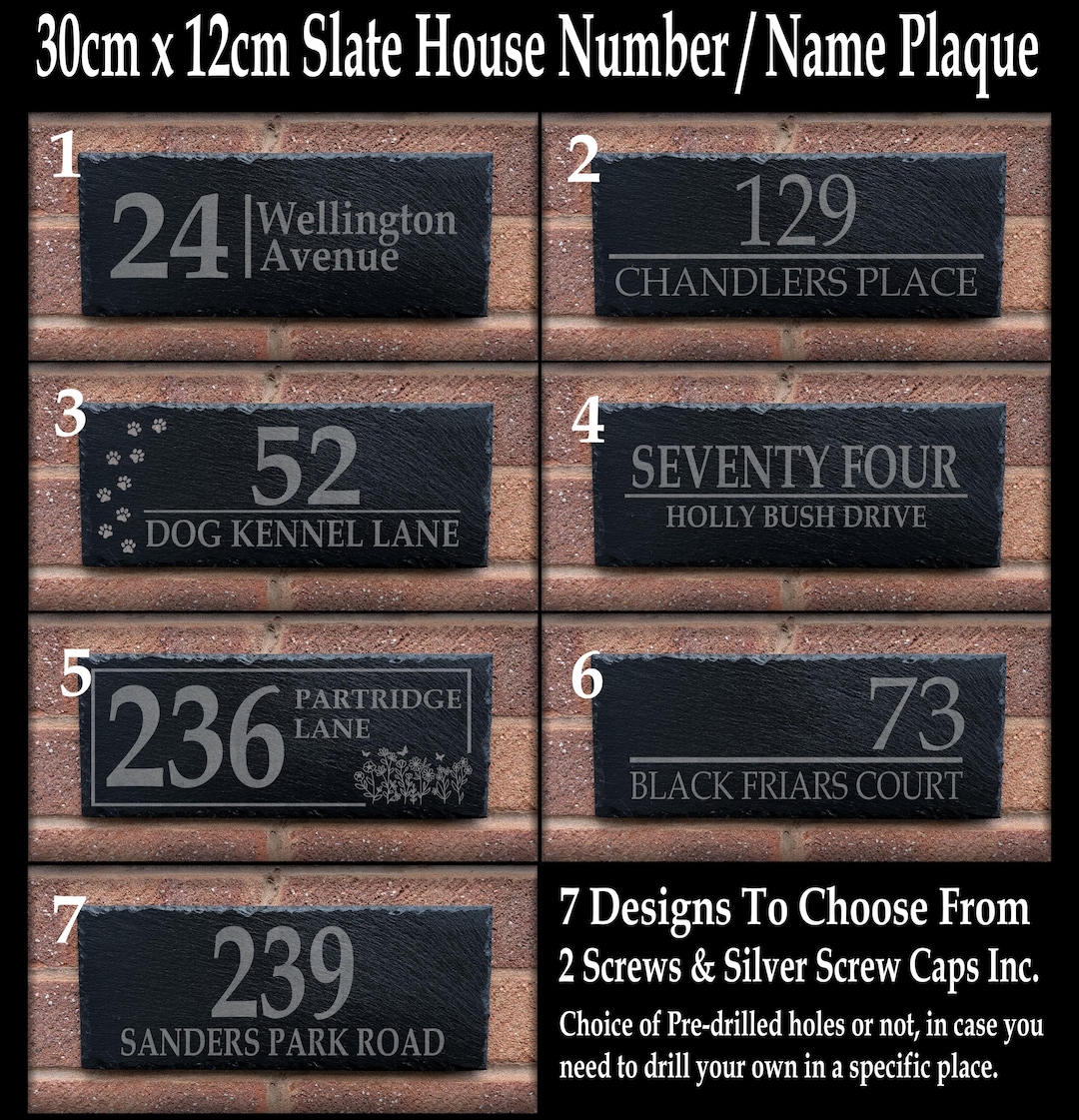 Slate House Number | Slate House Name | Laser Engraved Slate Door ...