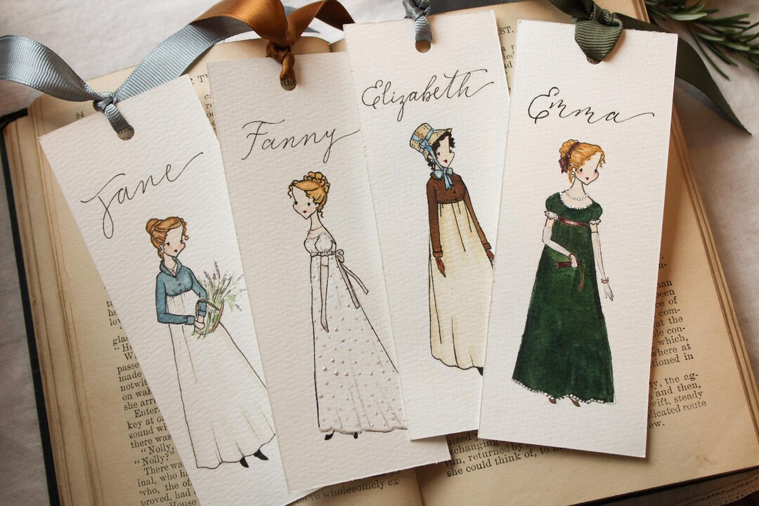 Elegant Jane Austen Heroine Hand Painted Original Watercolor Bookmark ...