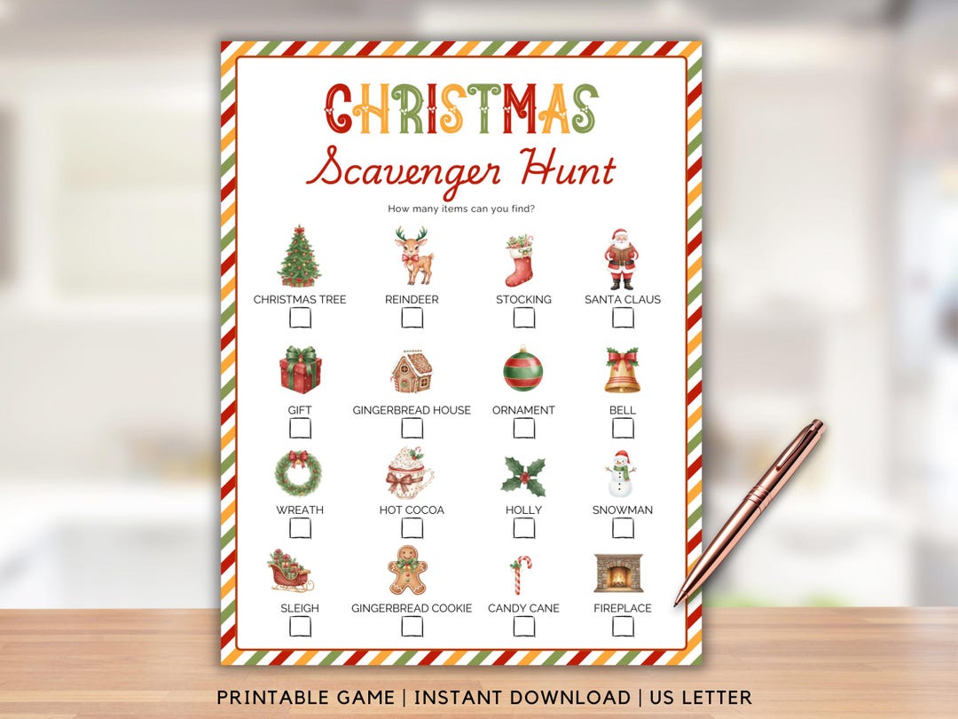 Christmas Scavenger Hunt Printable, Holiday Treasure Hunt Kids ...