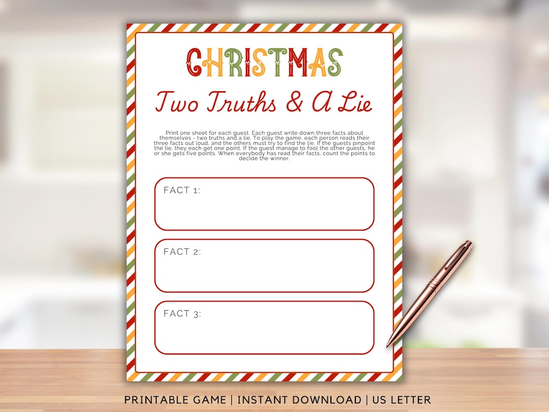 Christmas Two Truths and A Lie Game, Fun Christmas Party Games for ...