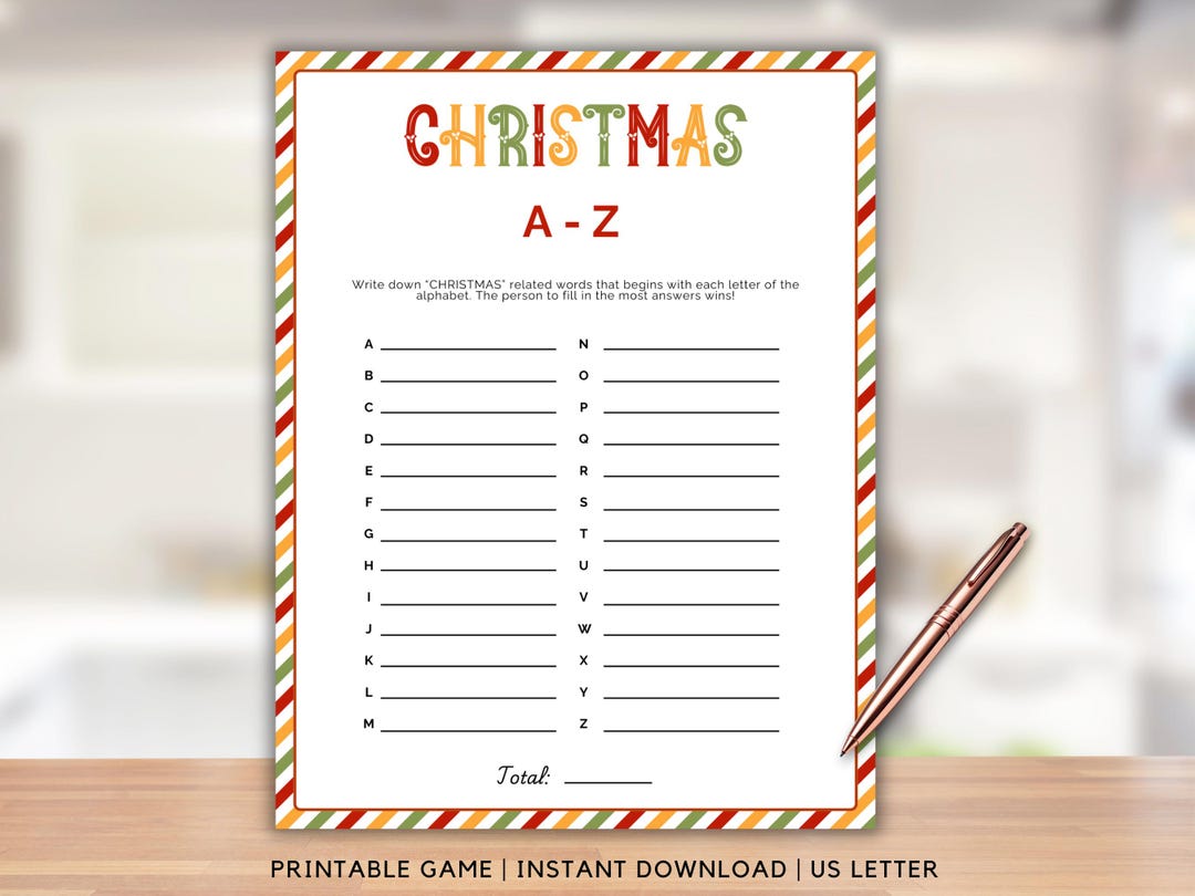 Christmas A–Z Scattergories Game Printable, Fun Holiday Alphabet Race ...