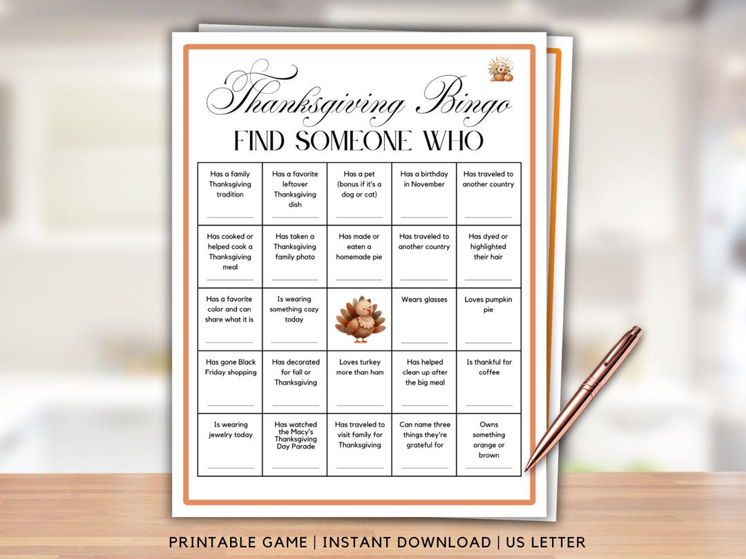 Thanksgiving Icebreaker Bingo Printable, Fun “find Someone Who” Game ...