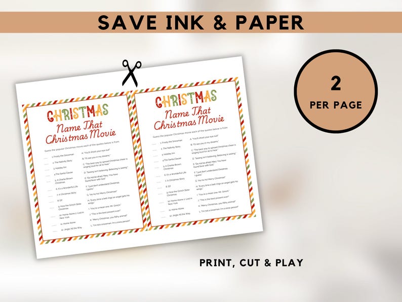Christmas Movie Game Printable, Name That Christmas Movie Trivia for ...