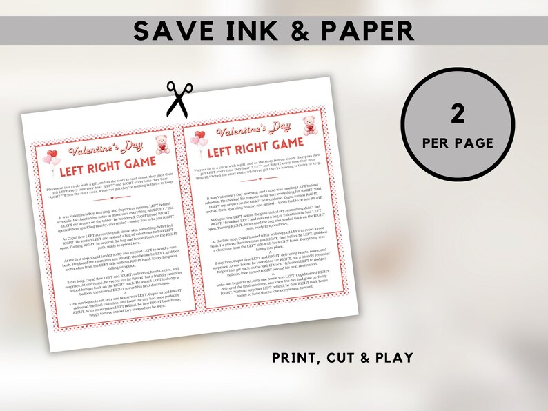 Valentine’s Day Left Right Game Printable, Pass the Prize Gift Exchange ...